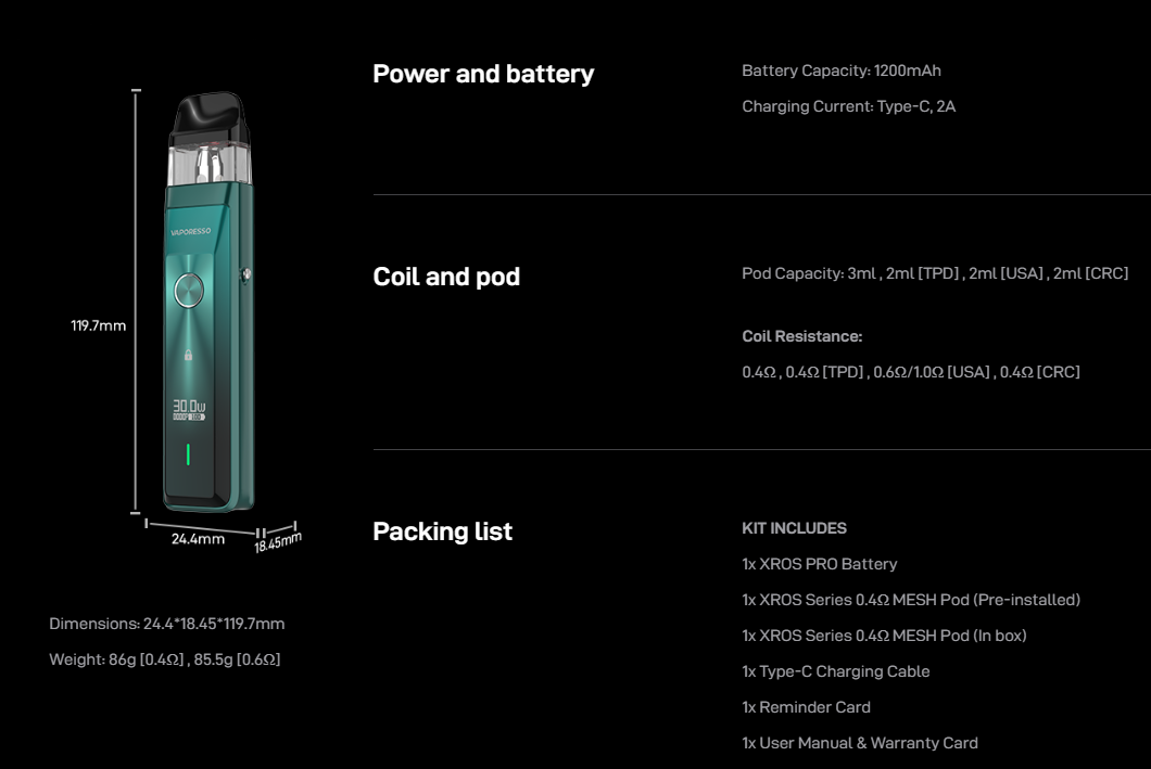 Vaporesso Xros Pro Pod Vape Kit. Only 29.99 at The Ace of Vapez – The ...